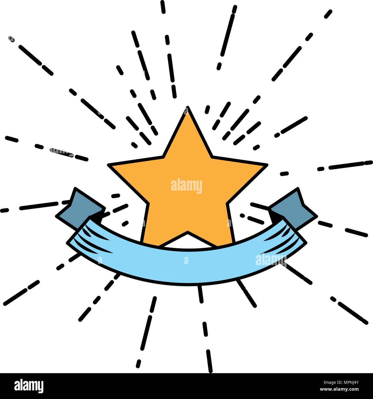 pictogram star graphic with ribbon decoration vector illustration Stock ...