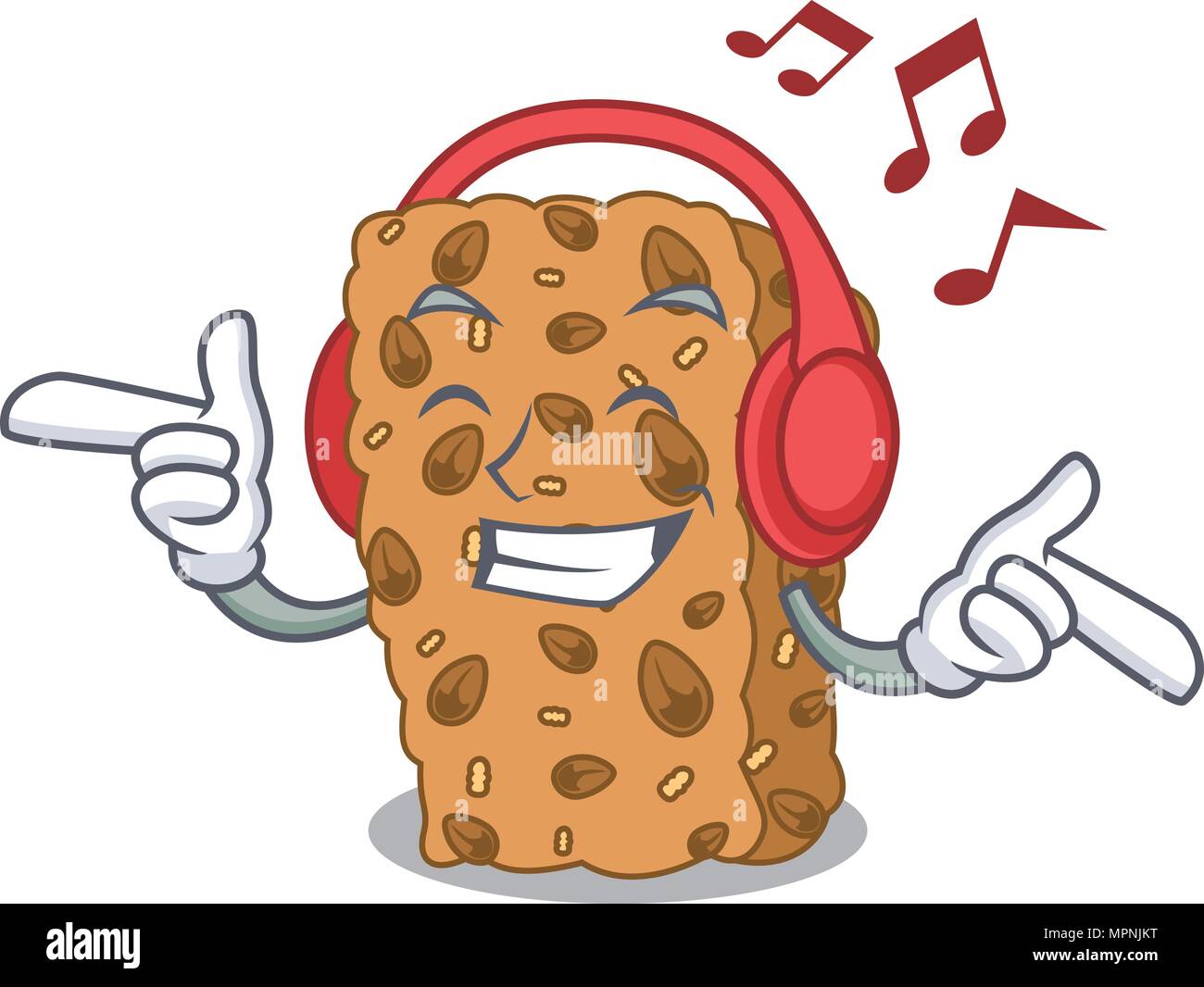 Listening music granola bar mascot cartoon Stock Vector Image & Art - Alamy
