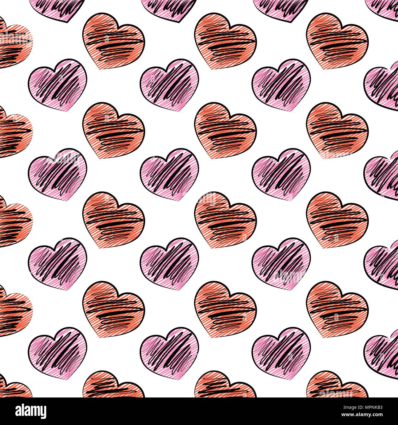 doodle hand drawn heart design background vector illustration Stock ...