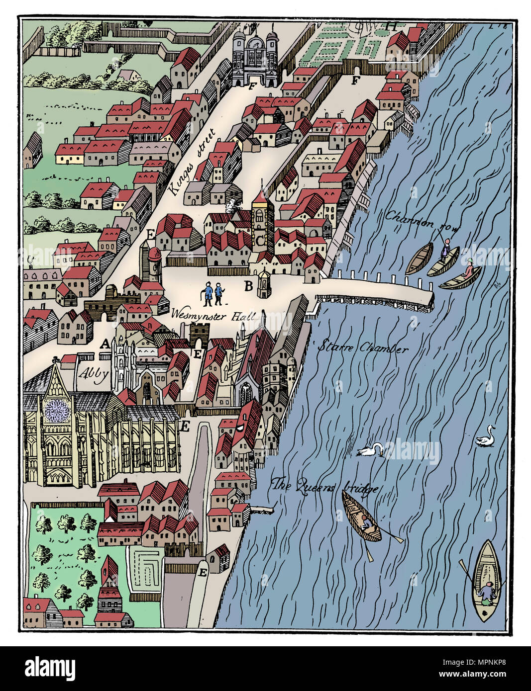 Bird's-eye view of the Palace of Westminster, London, c1560, (c1902 ...