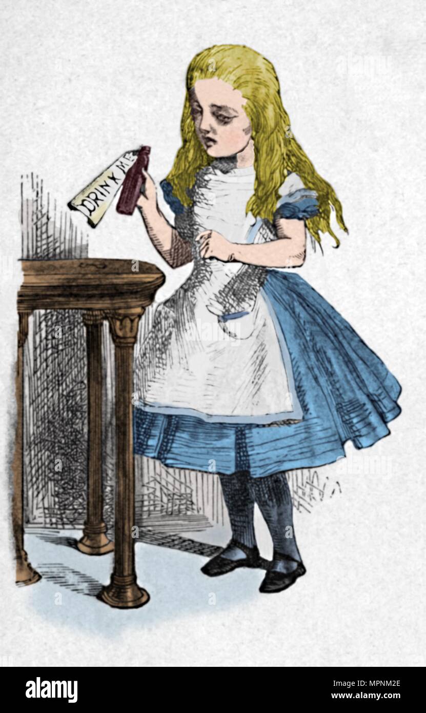 Drink me illustration by john tenniel hi-res stock photography and ...