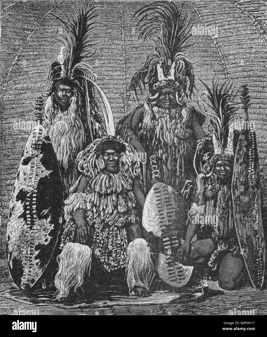 'Group of Zulus in Full Dress', 1902. Artist: A Tissendier Stock Photo ...