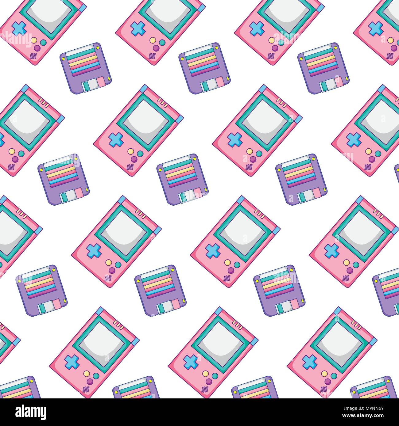 retro tetris handheld with diskette background vector illustration ...