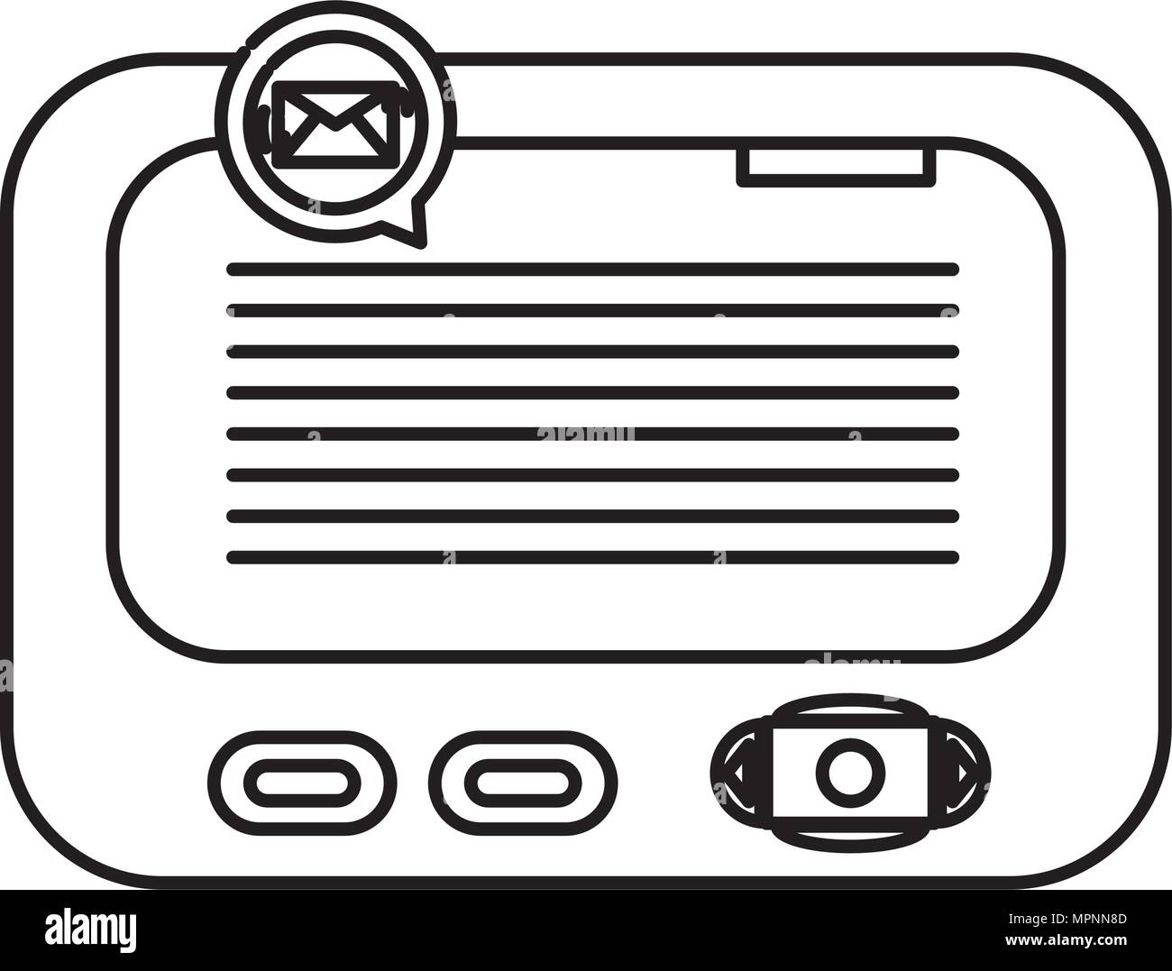 line digital screen tablet technology display vector illustration Stock ...