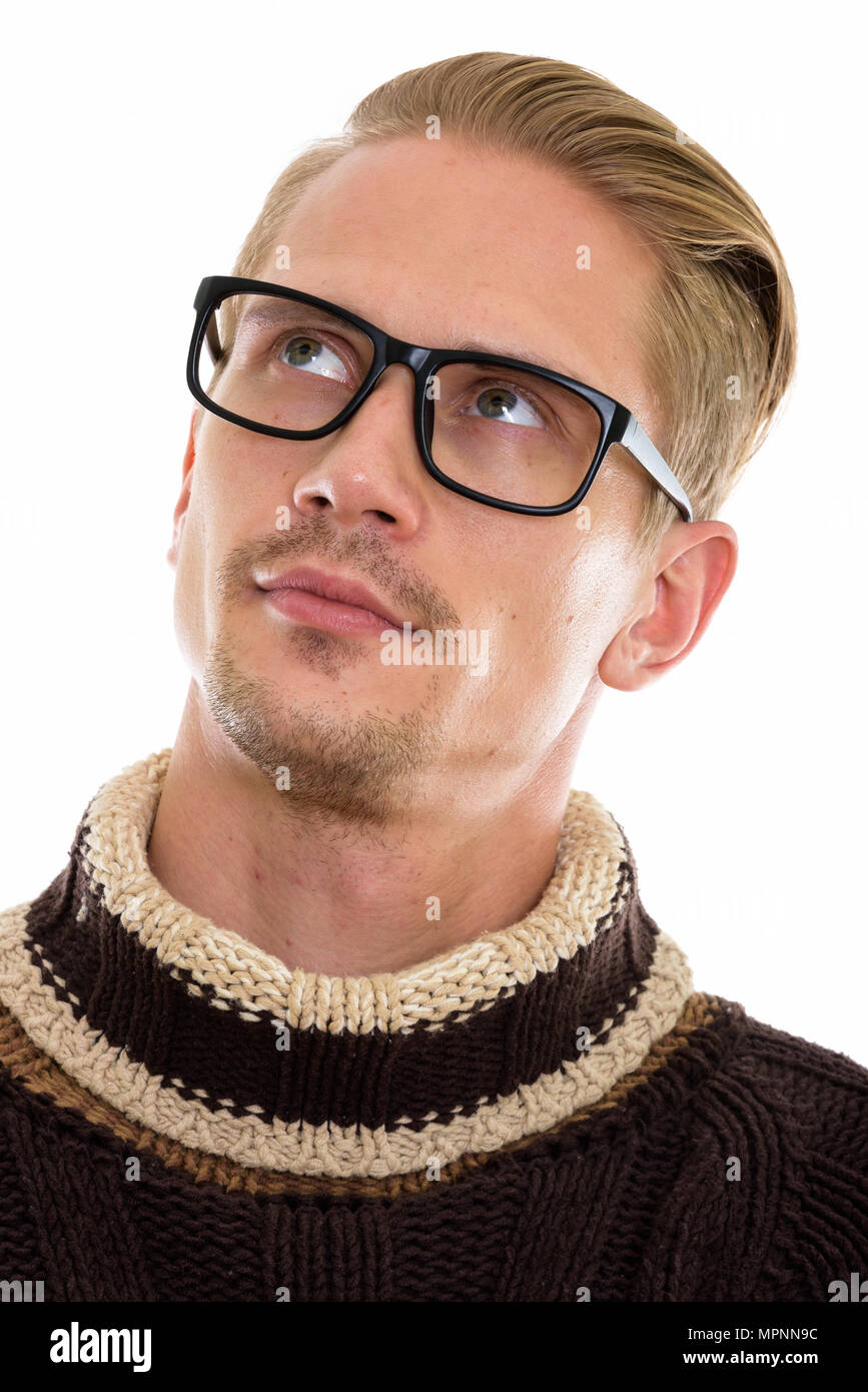 Handsome young man looking up hi-res stock photography and images - Alamy