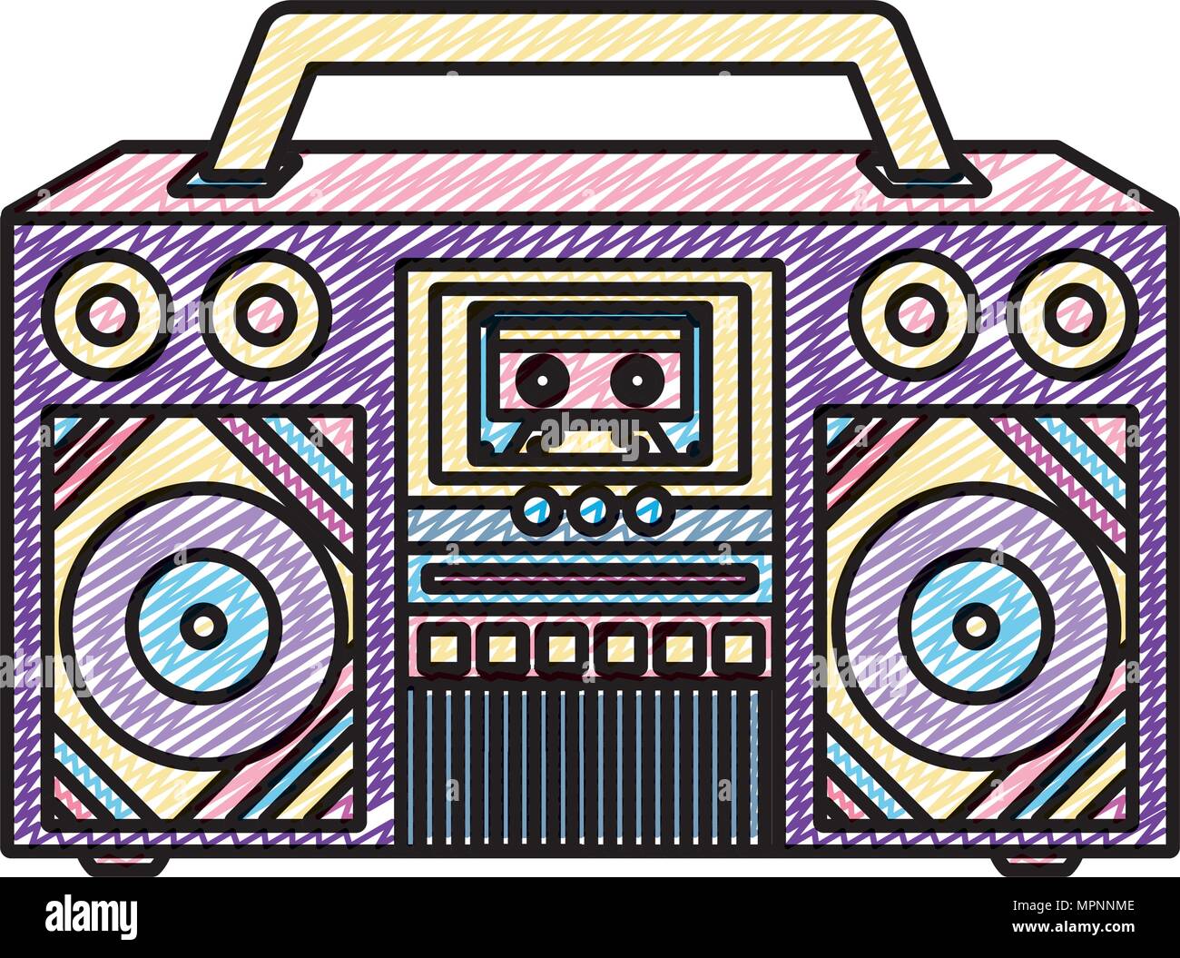doodle retro radio music sound object vector illustration Stock Vector ...