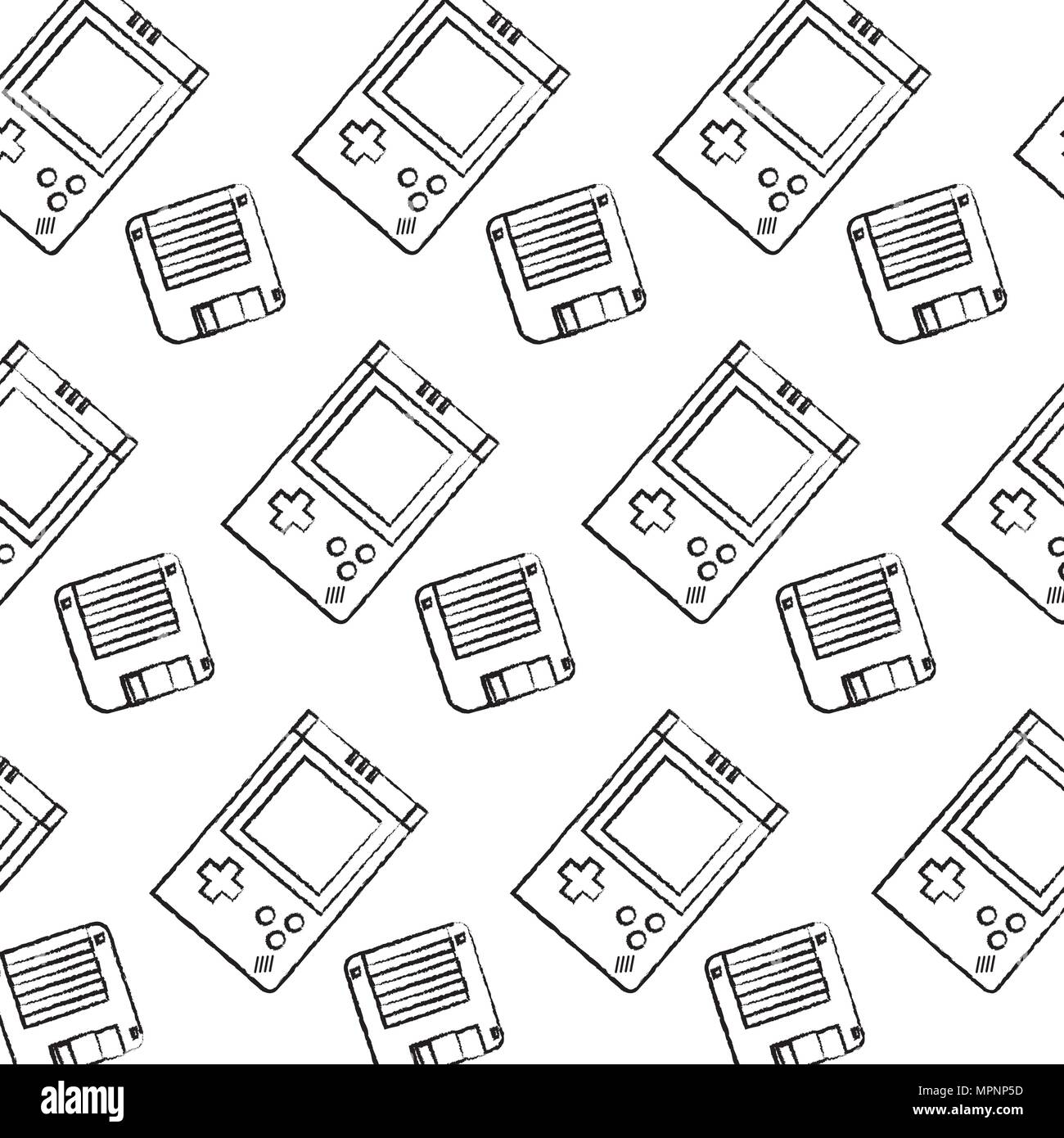 grunge retro tetris handheld with diskette background vector ...