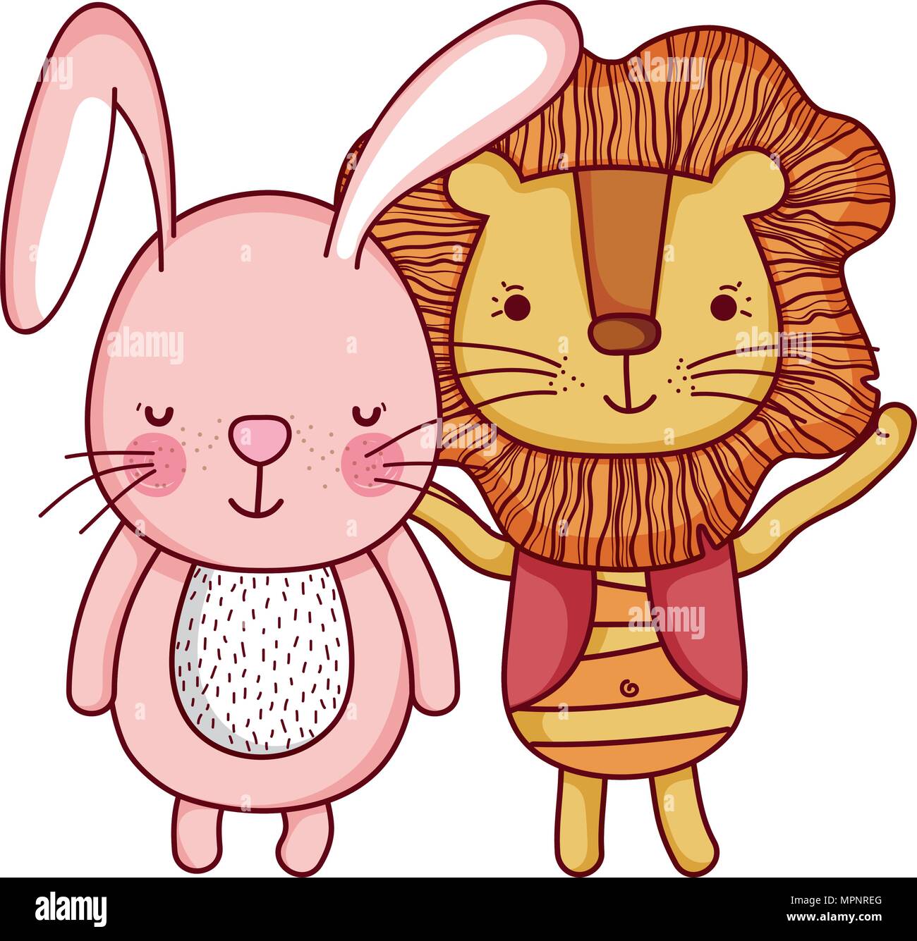 rabbit and lion cute friends animal Stock Vector Image & Art - Alamy