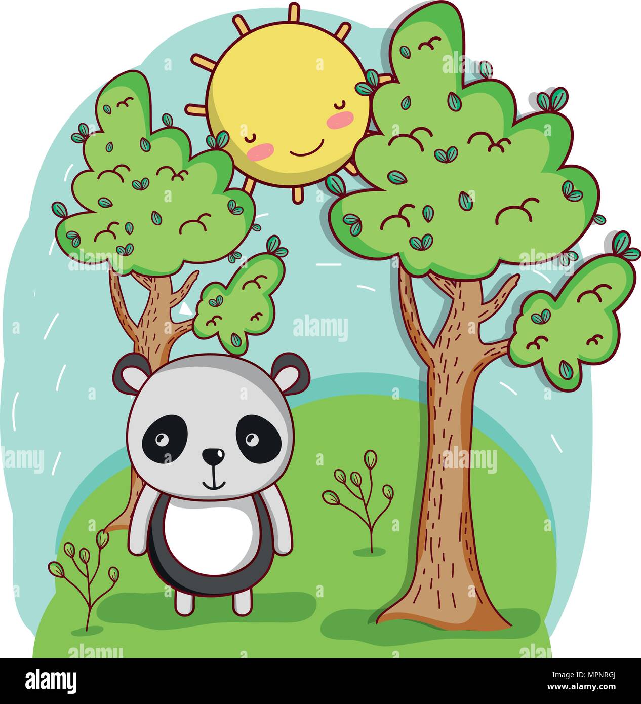 cute panda wild animal in the landscape Stock Vector Image & Art - Alamy