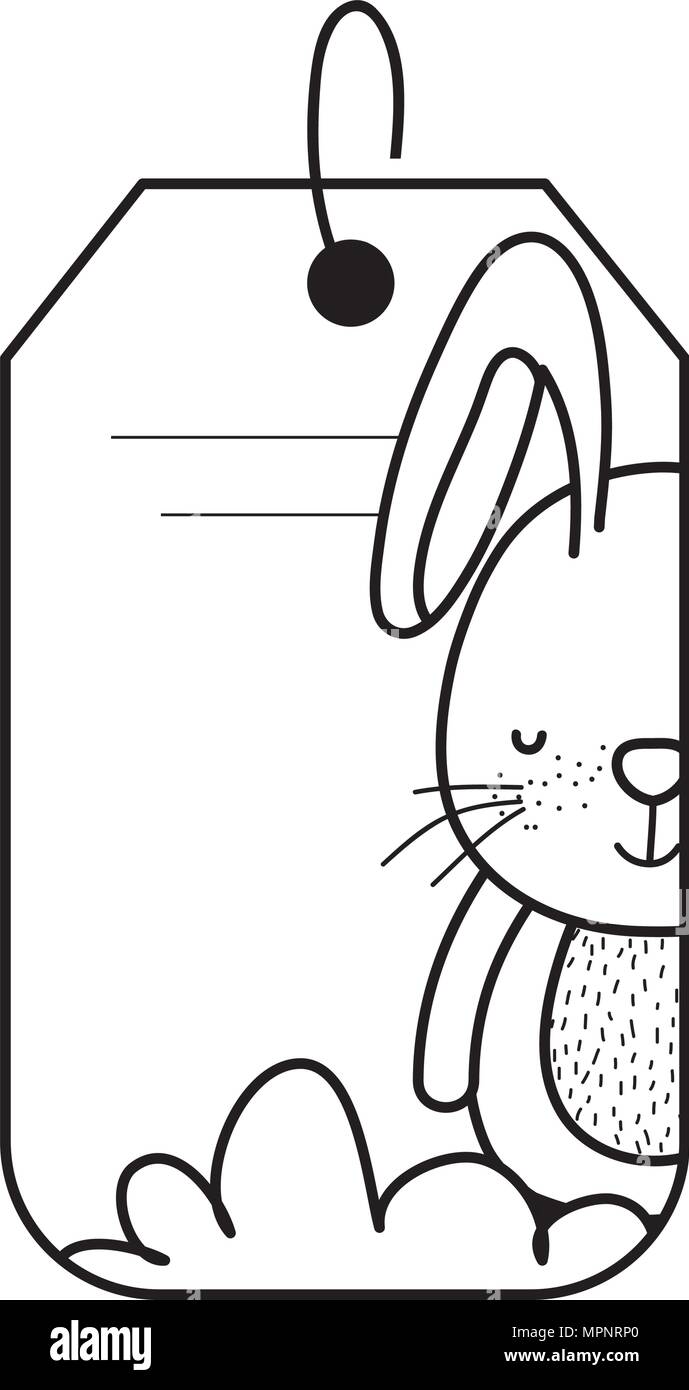 line tag rabbit cute wild animal Stock Vector Image & Art - Alamy