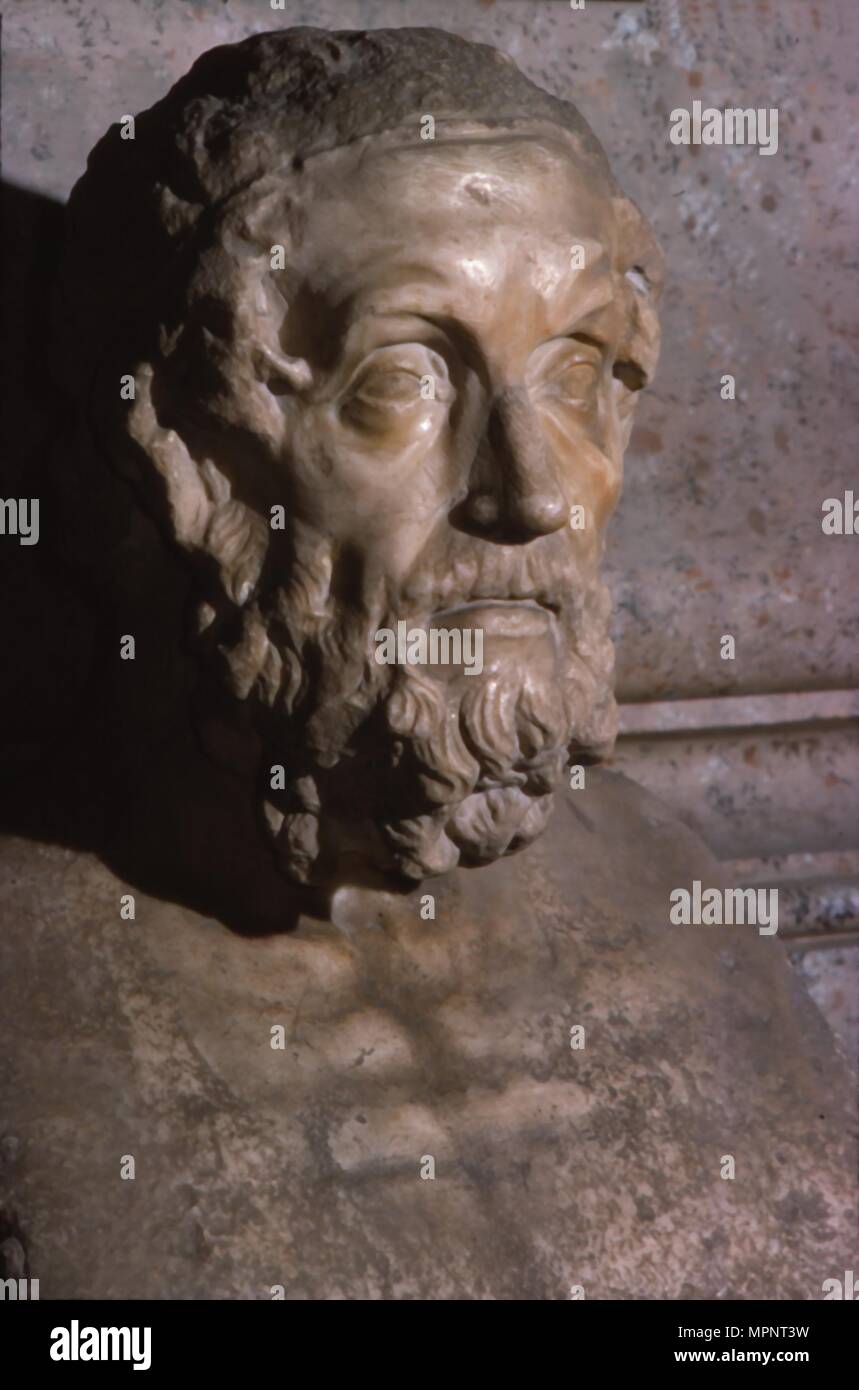 Homer, Roman Portrait Bust, c2nd century Artist: Unknown Stock Photo ...