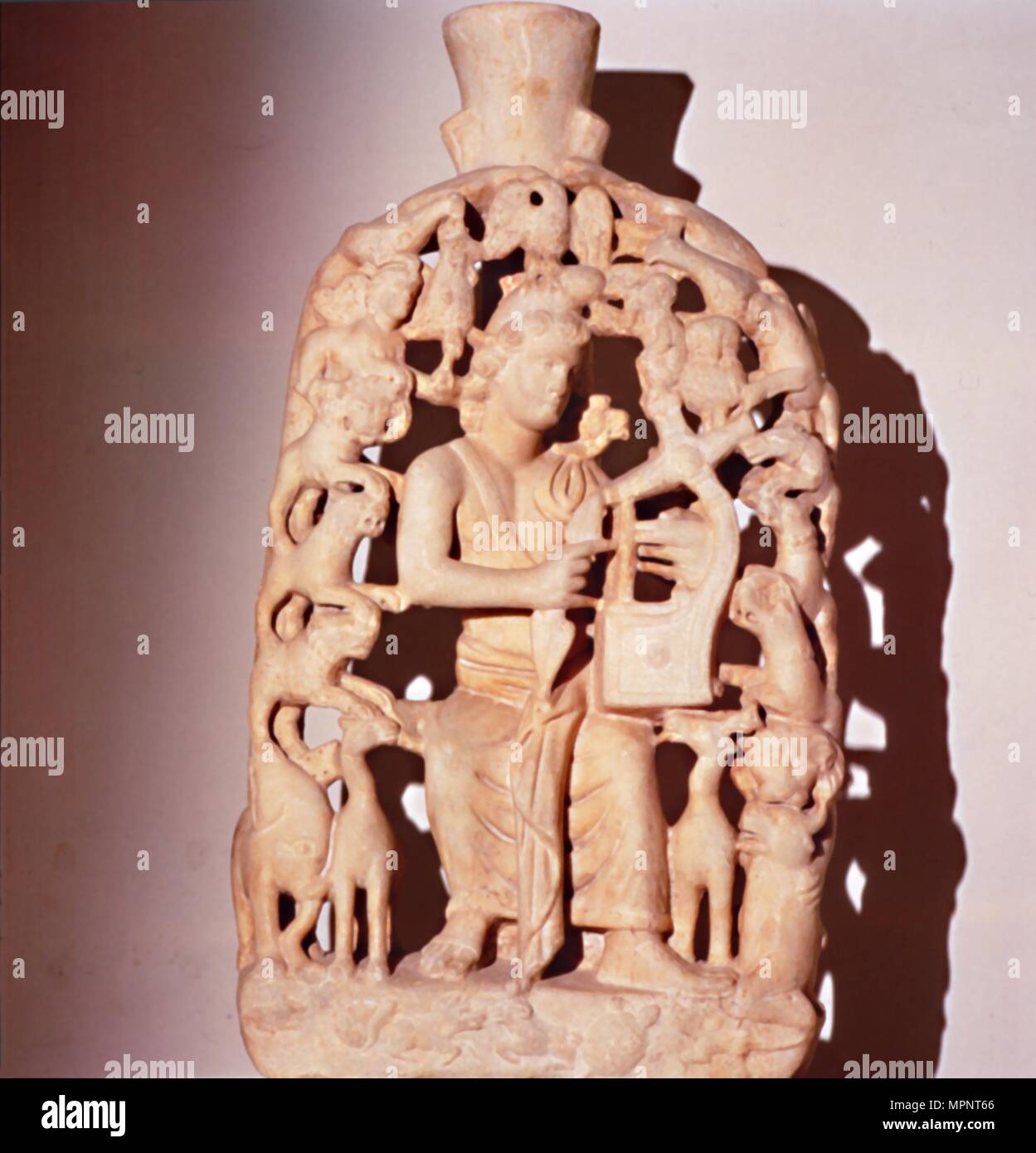 Christ as Apollo or Orpheus with his lyre taming the animals, 4th ...