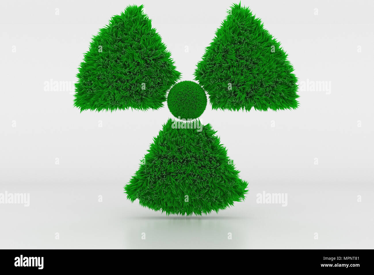3D Illustration, Shape of a Radioactive Sign with green Grass Stock ...