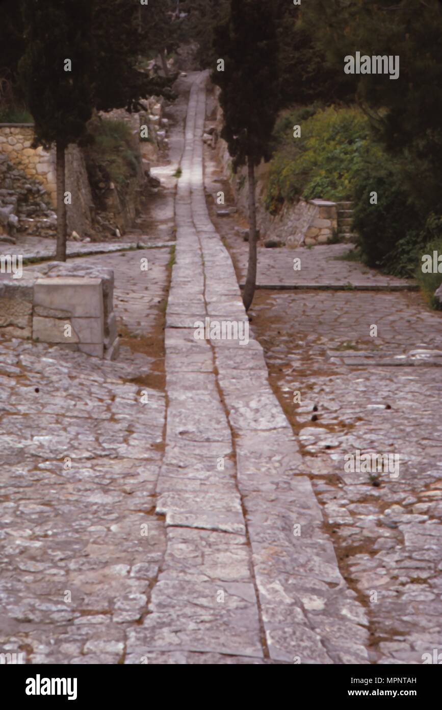 'Royal Road' leading to Minoan Palace at Knossos, Crete, c15th century ...