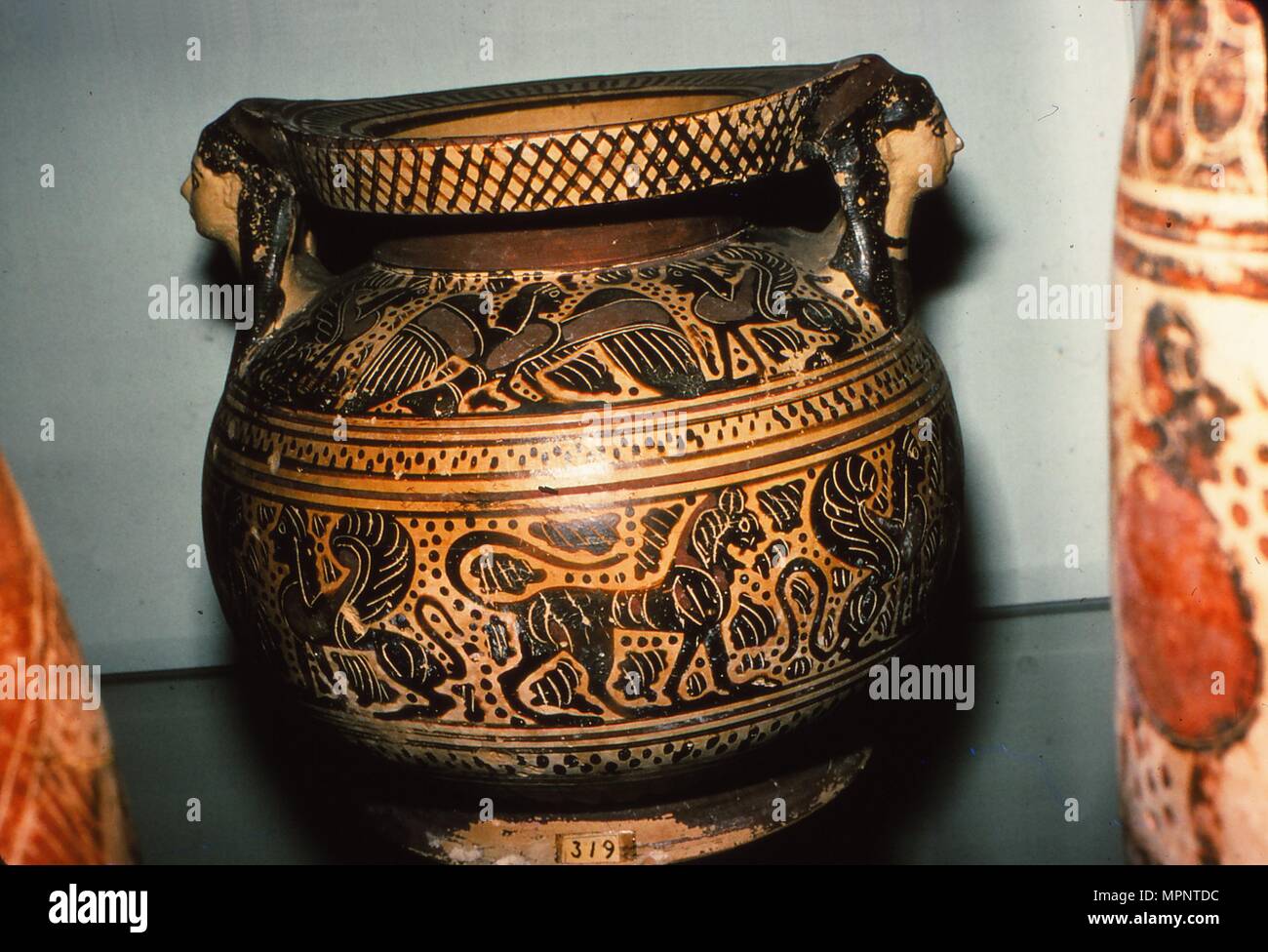 Orientalising Vase with Harpy, Sphinx and Lion, c6th century BC Stock ...