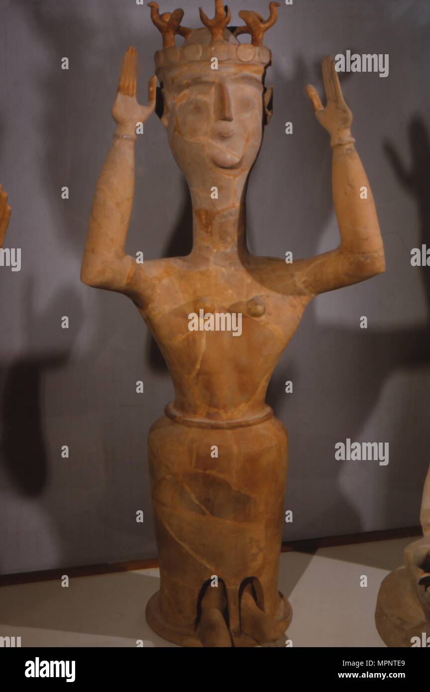 Terracotta Goddess from shrine at Karphi, Lassithi, Crete, c12th ...