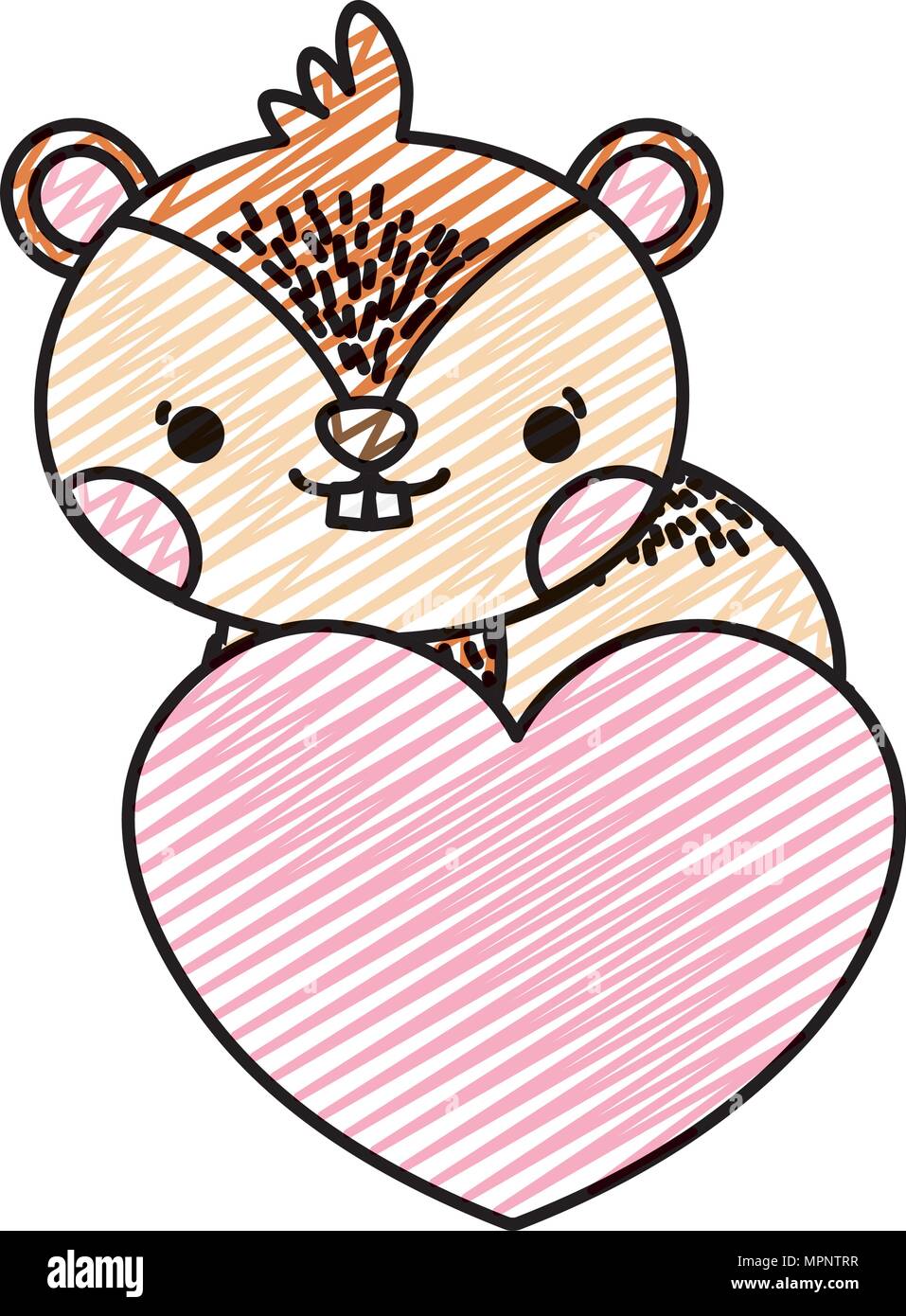 doodle cute chipmunk wild animal with heart Stock Vector Image & Art ...