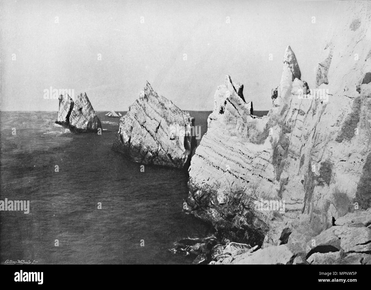 'The Needles - General View, Showing the Lighthouse', 1895. Artist ...
