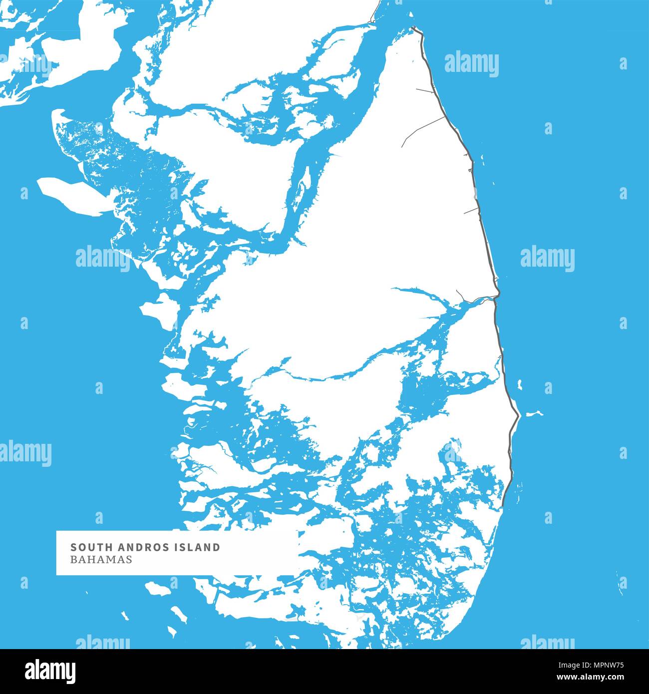 Map of South Andros Island, Bahamas, contains geography outlines for ...