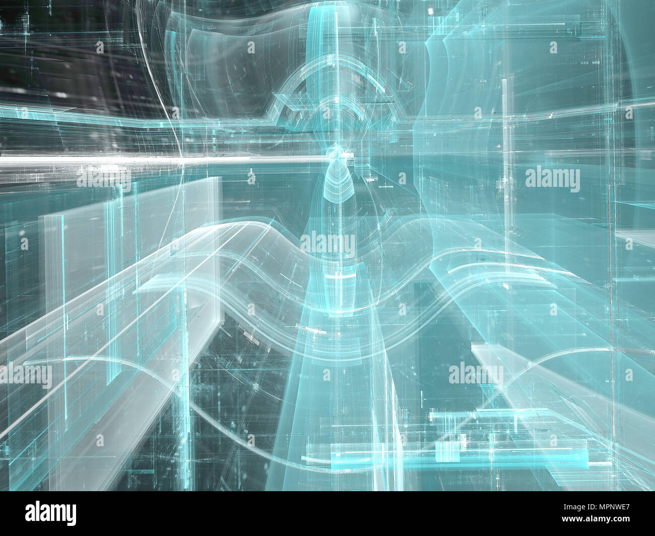 Tecnology background - wavy walls of a tunnel or portal. Abstract ...