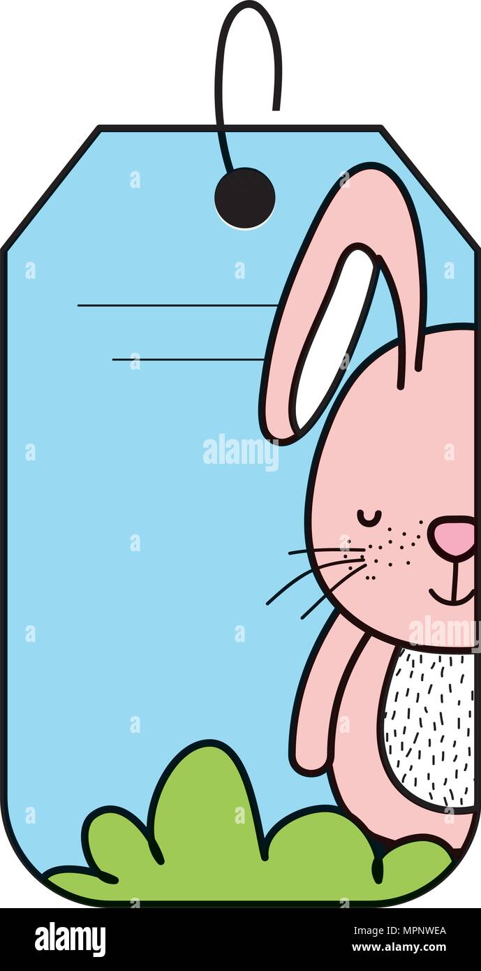 color tag rabbit cute wild animal Stock Vector Image & Art - Alamy