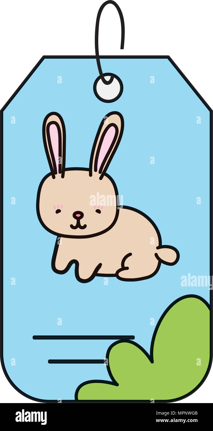 color tag rabbit running wild animal Stock Vector Image & Art - Alamy