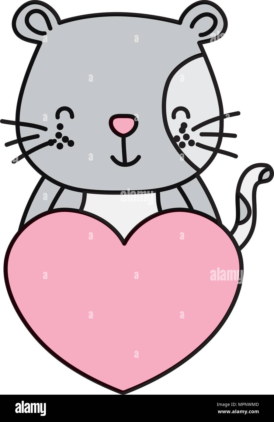 color cute mouse wild animal with heart Stock Vector Image & Art - Alamy