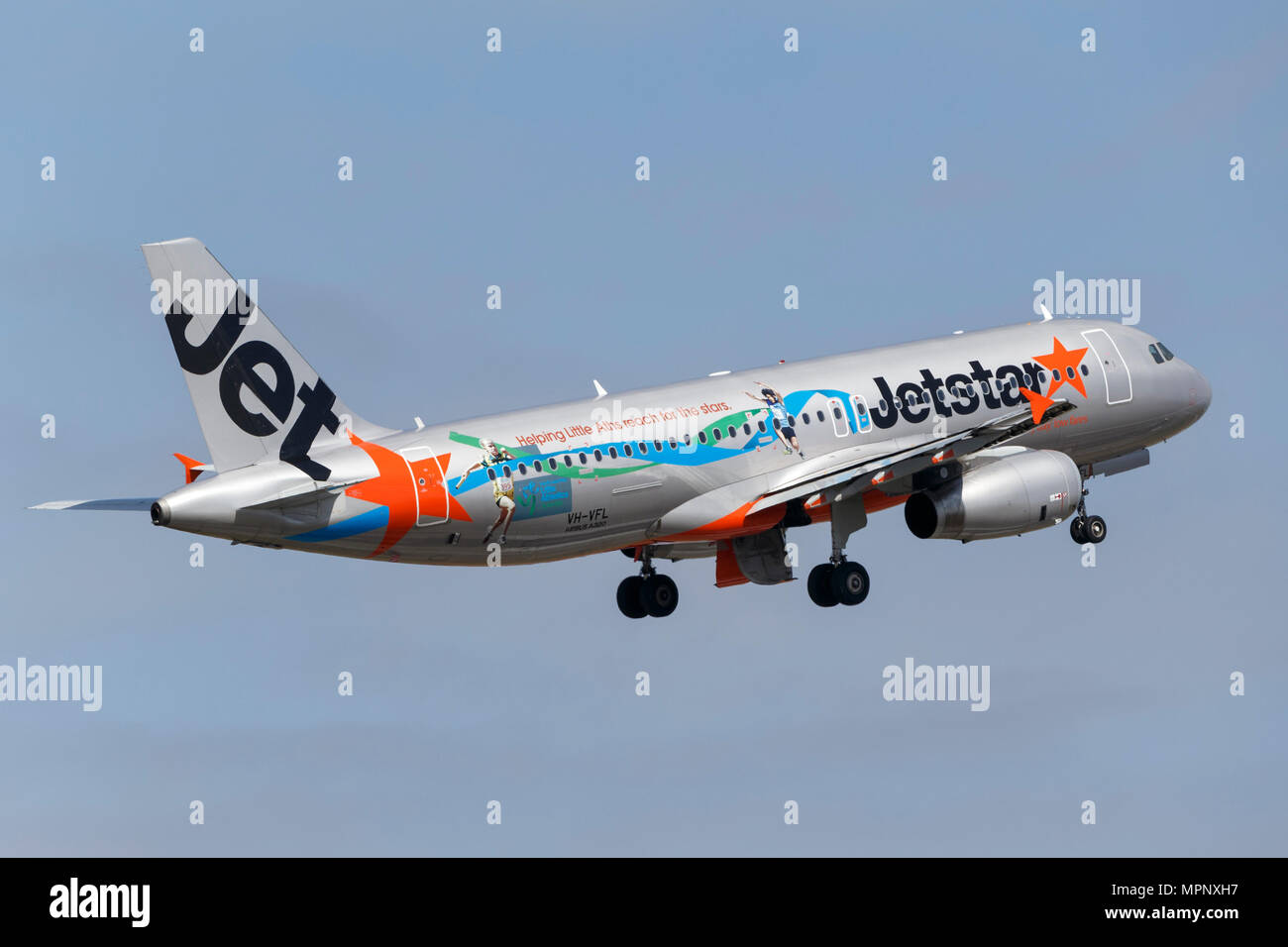 Jetstar Airways Airbus A320 airliner wearing a special "Little ...