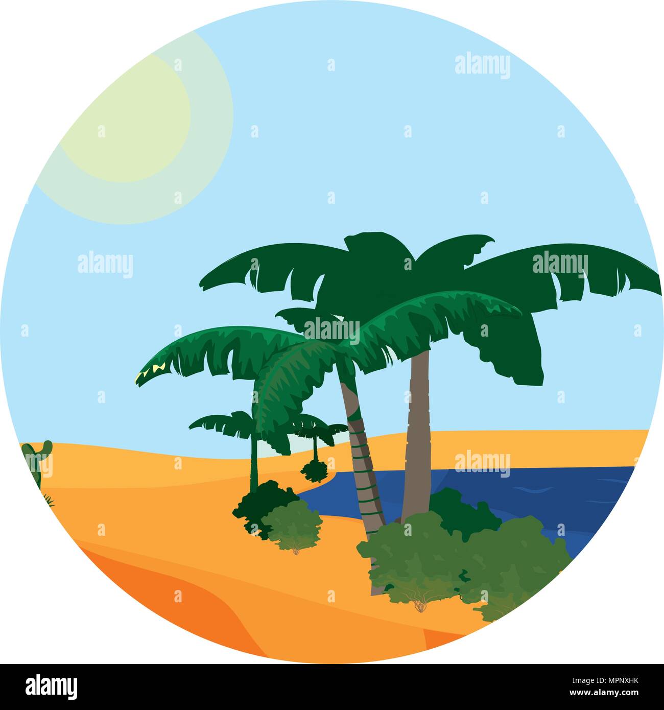 desert palm tree with island landscape Stock Vector Image & Art - Alamy