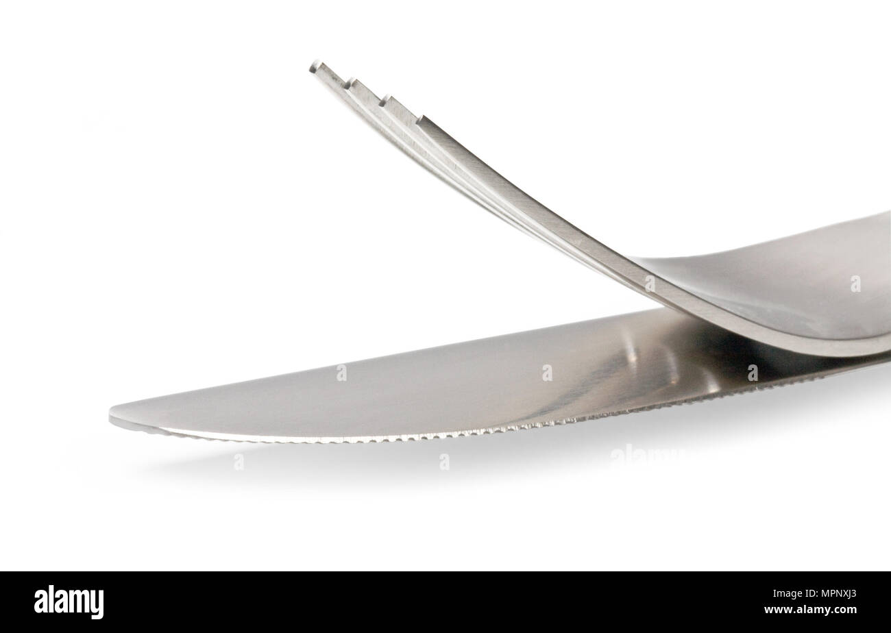 knife and fork close up on white background with clipping path Stock ...