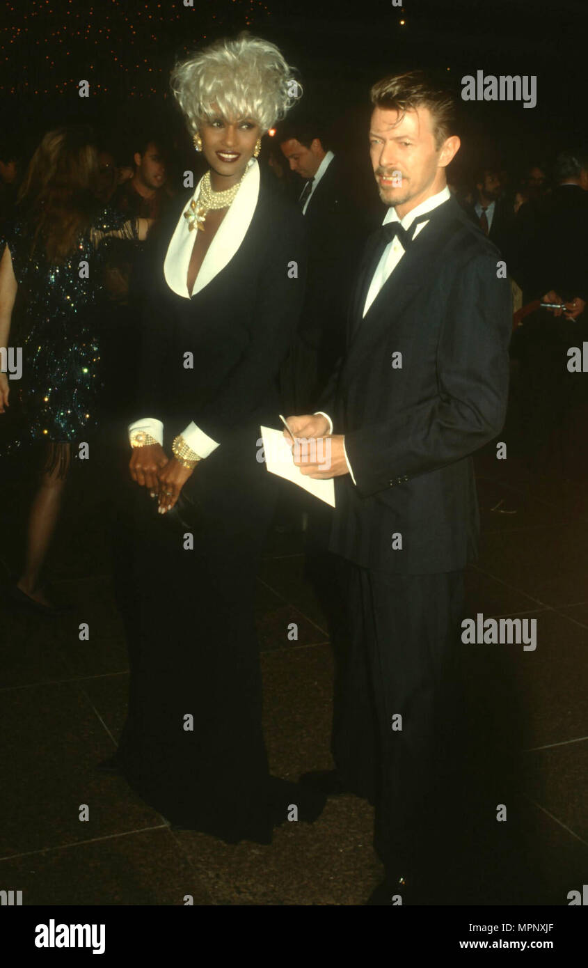 WEST HOLLYWOOD, CA - MARCH 4: (L-R) Model Iman and singer David Bowie ...