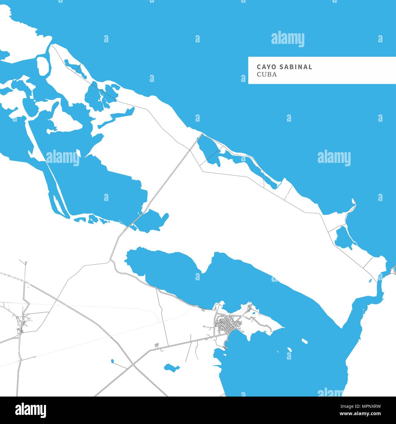 Map of Cayo Sabinal Island, Cuba, contains geography outlines for land ...