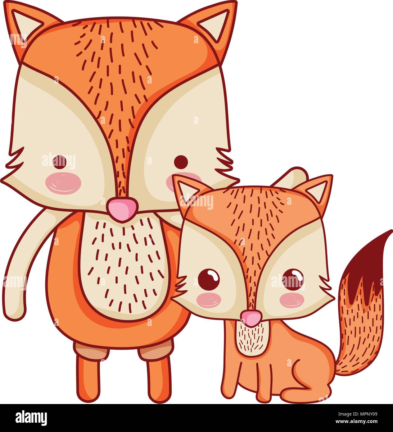fox father with his child cute animal Stock Vector Image & Art - Alamy