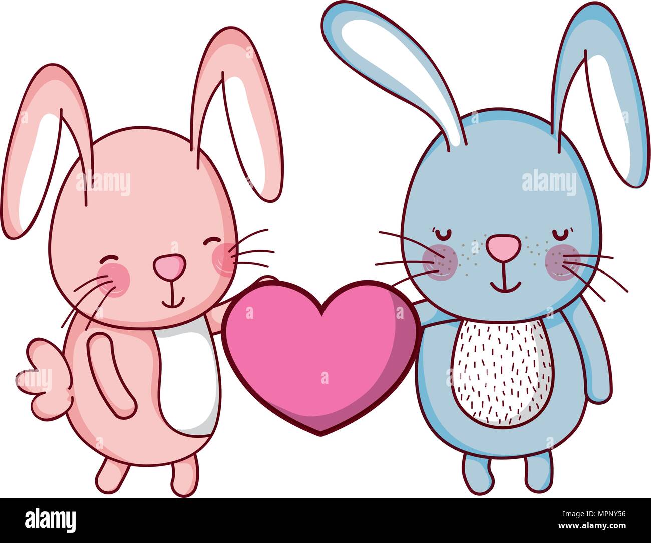 couple rabbit with cute heart in their hands Stock Vector Image & Art ...