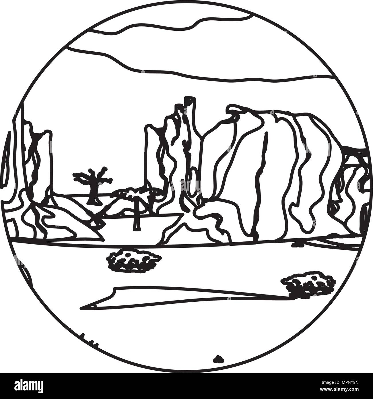 line desert tree palm with canyon lanscape Stock Vector Image & Art - Alamy