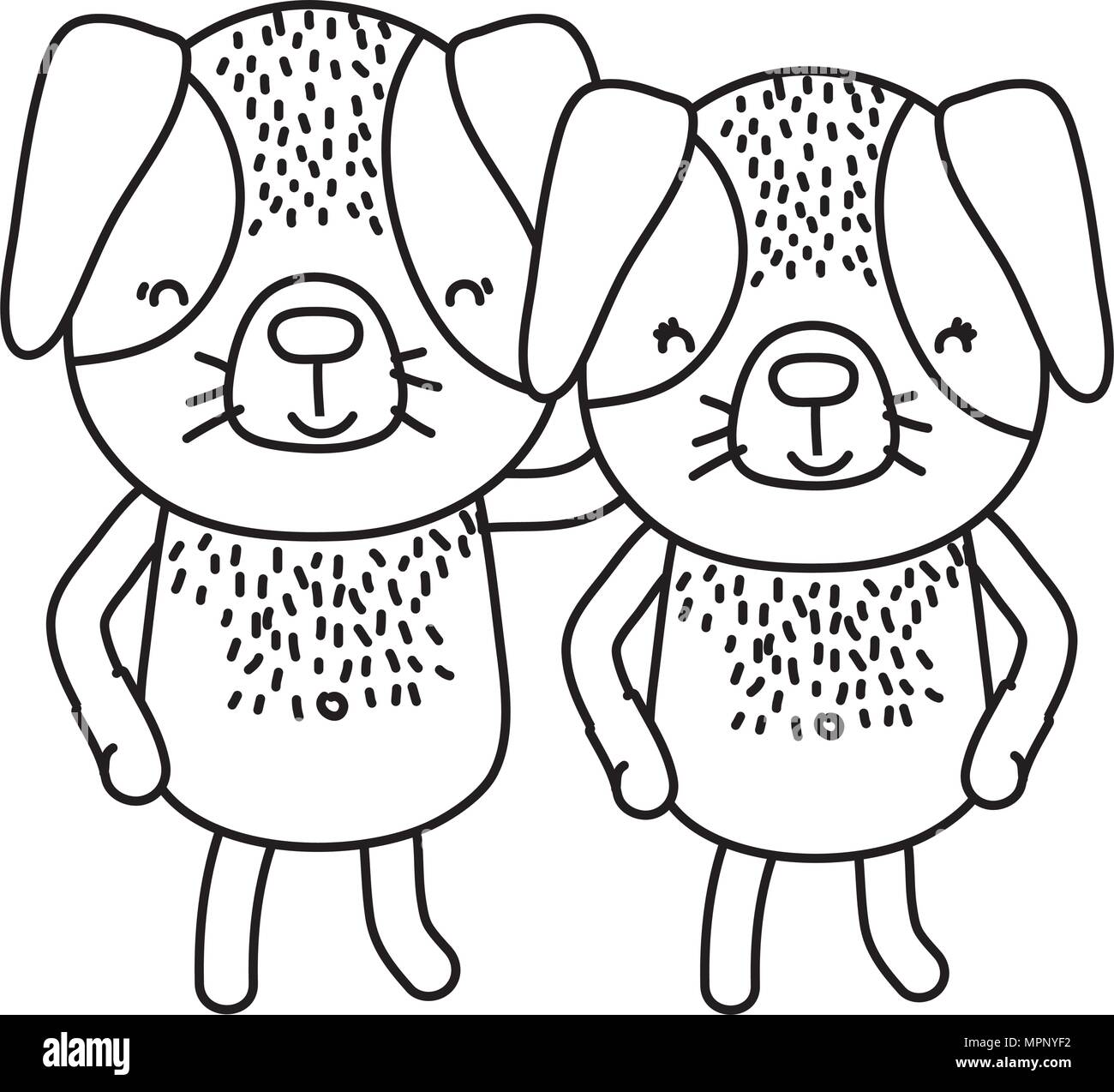line couple dog together cute animal Stock Vector Image & Art - Alamy