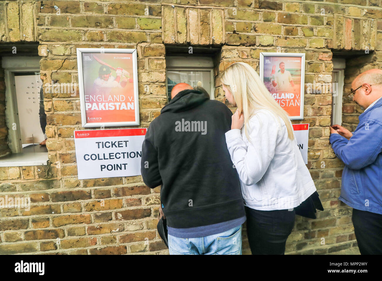 London UK. 24th May 2018. Cricket fans arrive at Lords Cricket ground ...
