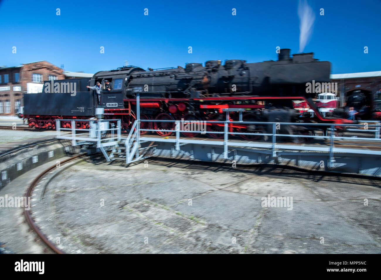 05.05.2018, Brandenburg, Wittenberge: The steam locomotive "50 3570-4 ...