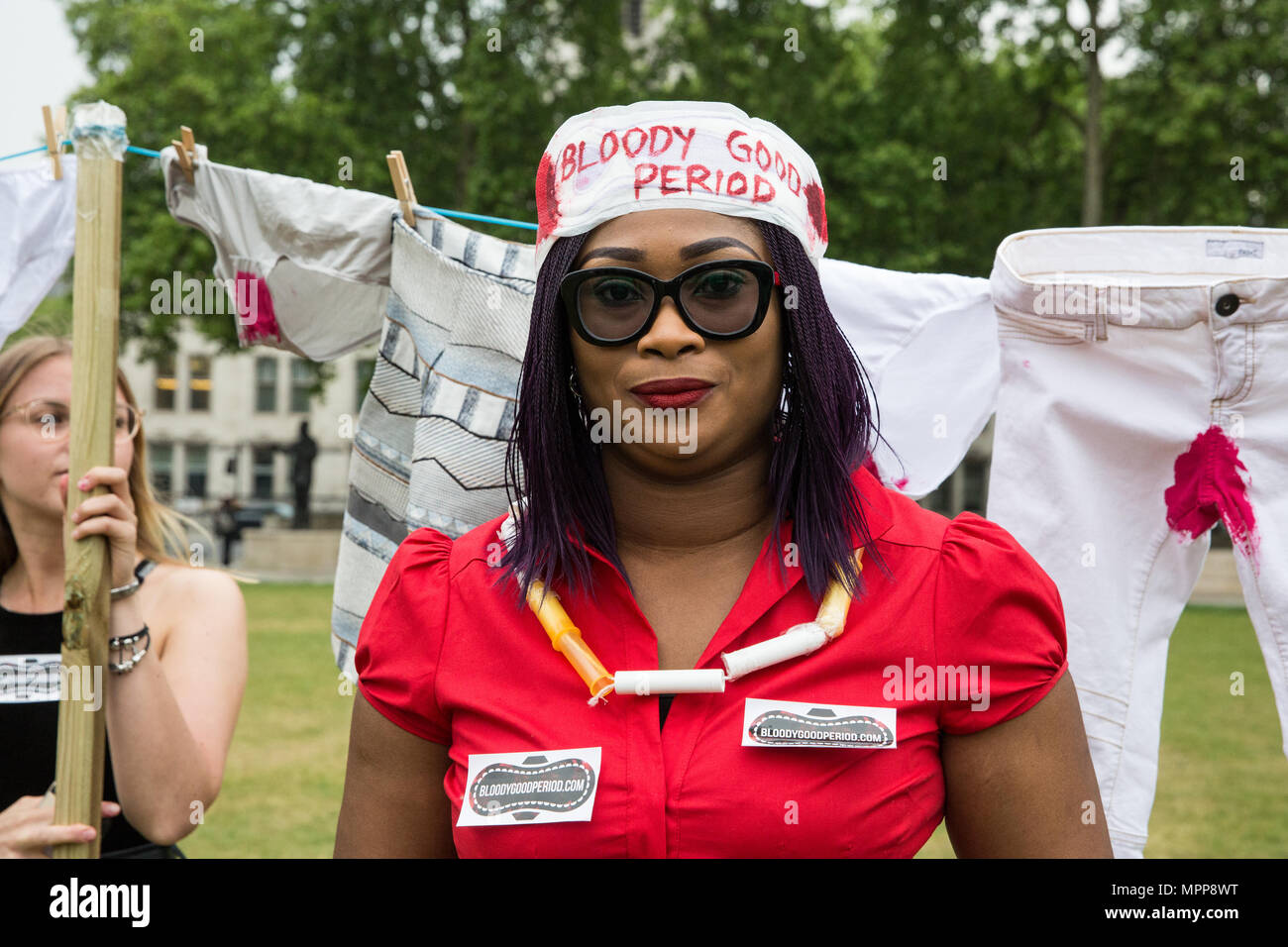 London, UK. 24th May, 2018. Campaigners from Bloody Good Period create ...
