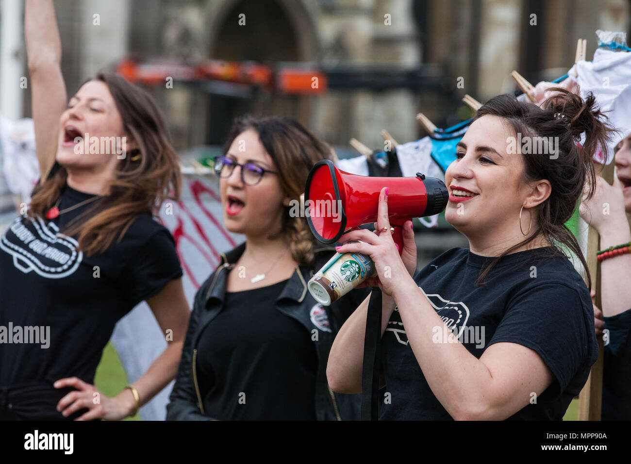 London, UK. 24th May, 2018. Campaigners from Bloody Good Period create ...