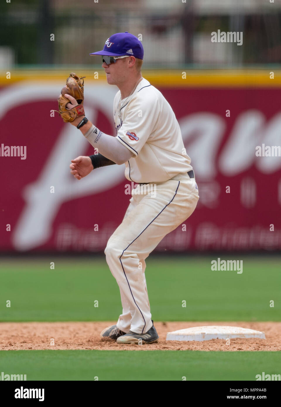 May 23, 2018: Northwestern St. third baseman Luke Watson (4) during the ...