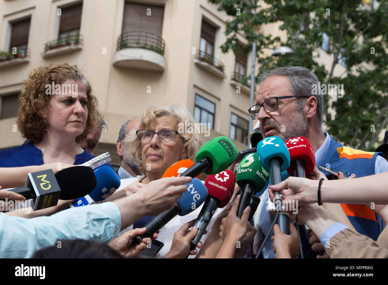 Manuela Carmen and Javier Barbero, speaking to the media about the ...
