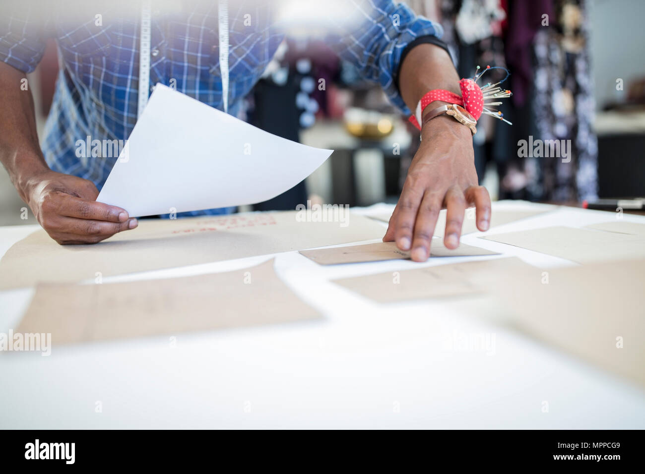 Close-up of fashion designer working on draft Stock Photo - Alamy