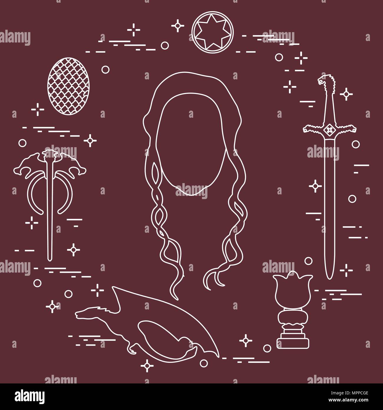 Symbols and heroes of the popular fantasy television series. Art and ...