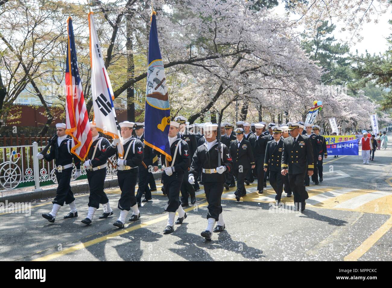 170407-N-SR567-107 CHINHAE, Republic of Korea (April 7, 2017) Sailors ...
