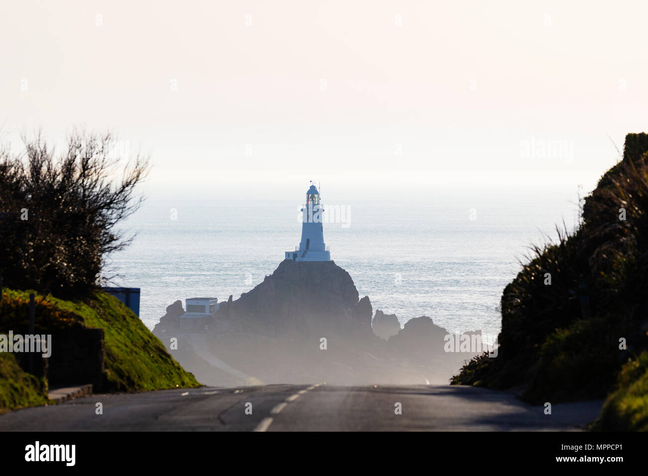 United Kingdom, Channel Islands, Jersey, Corbiere Point Lighthouse ...