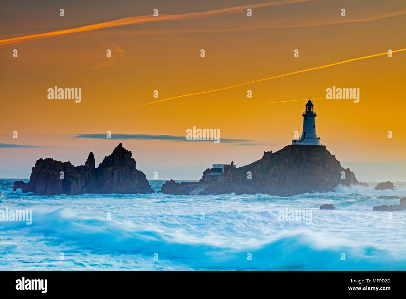 United Kingdom, Channel Islands, Jersey, Corbiere Point Lighthouse ...