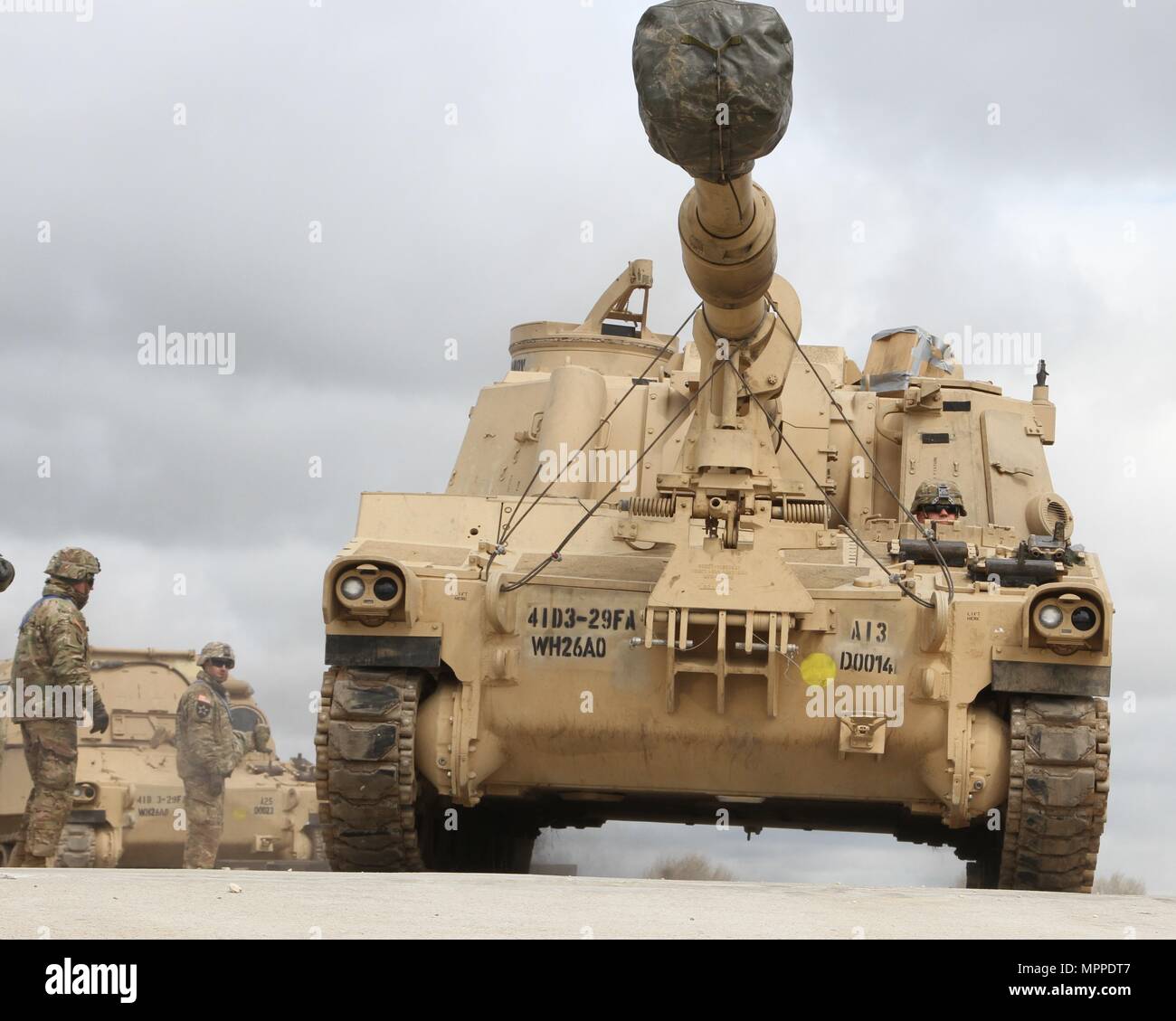 An M109A6 Paladin Self Propelled Howitzer from Alpha Battery, 3rd ...