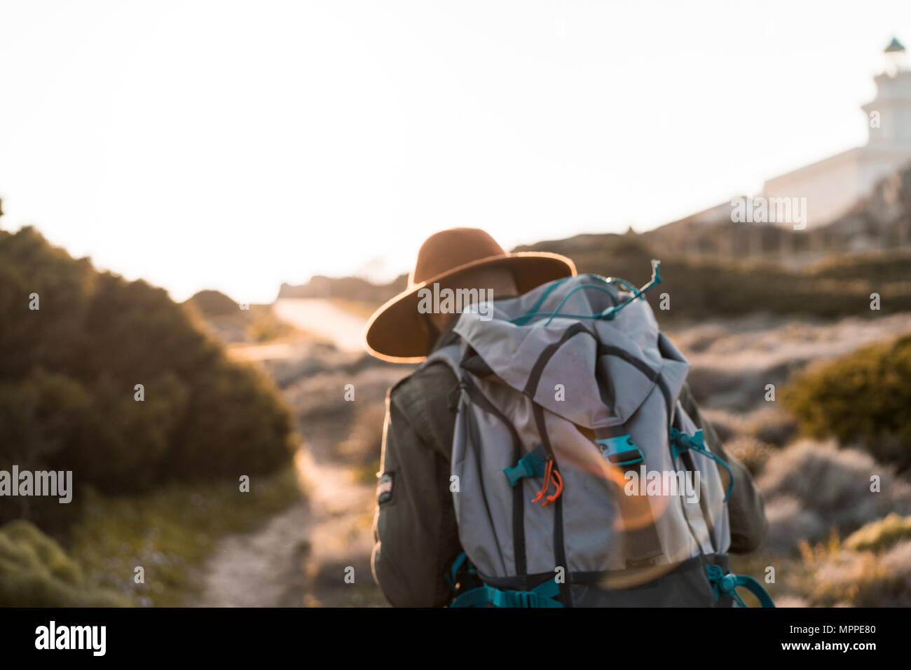 Italy, Sardinia, back view of hiker with backpack Stock Photo - Alamy