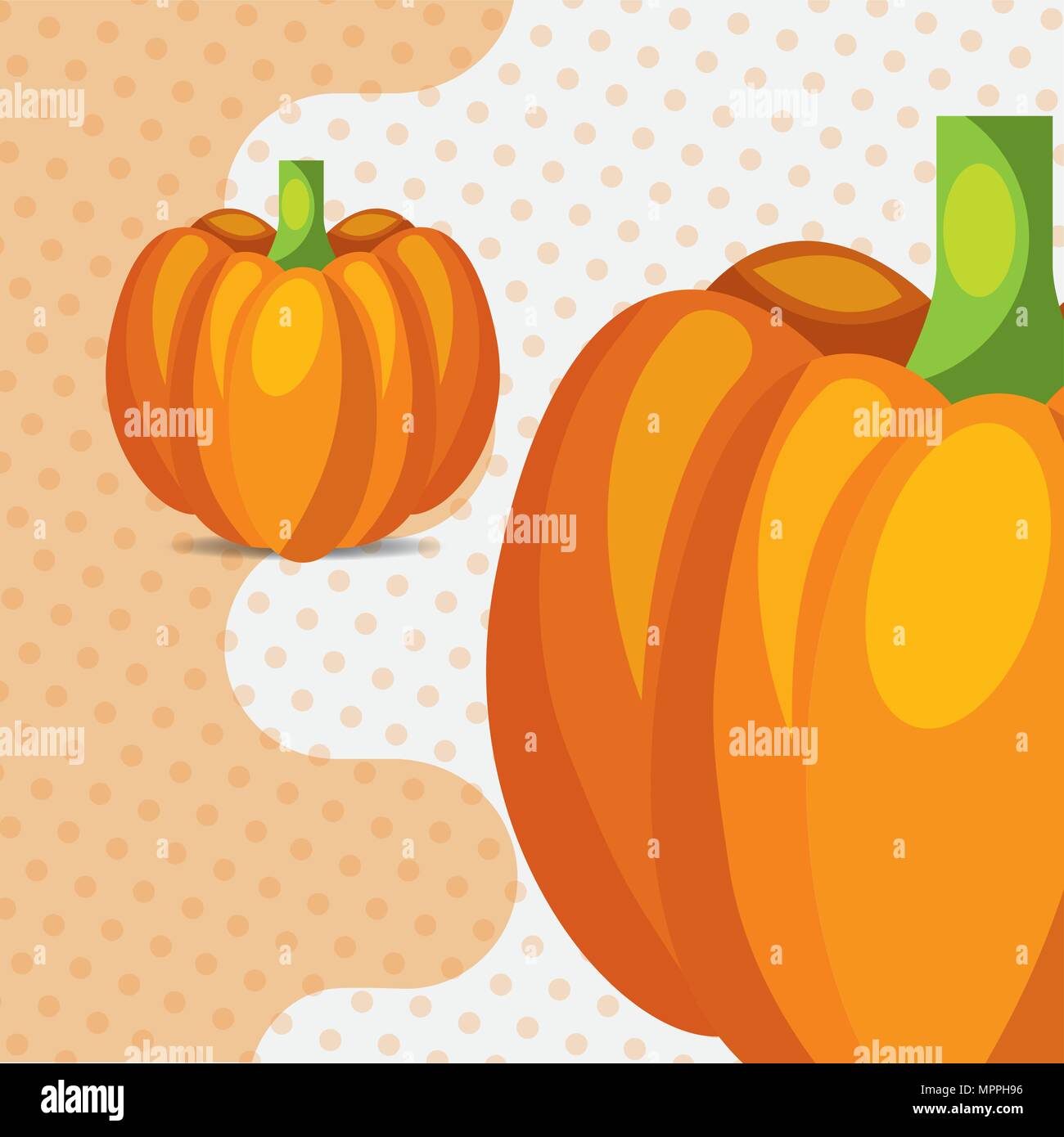 fresh vegetable pumpkin on dots background vector illustration Stock ...